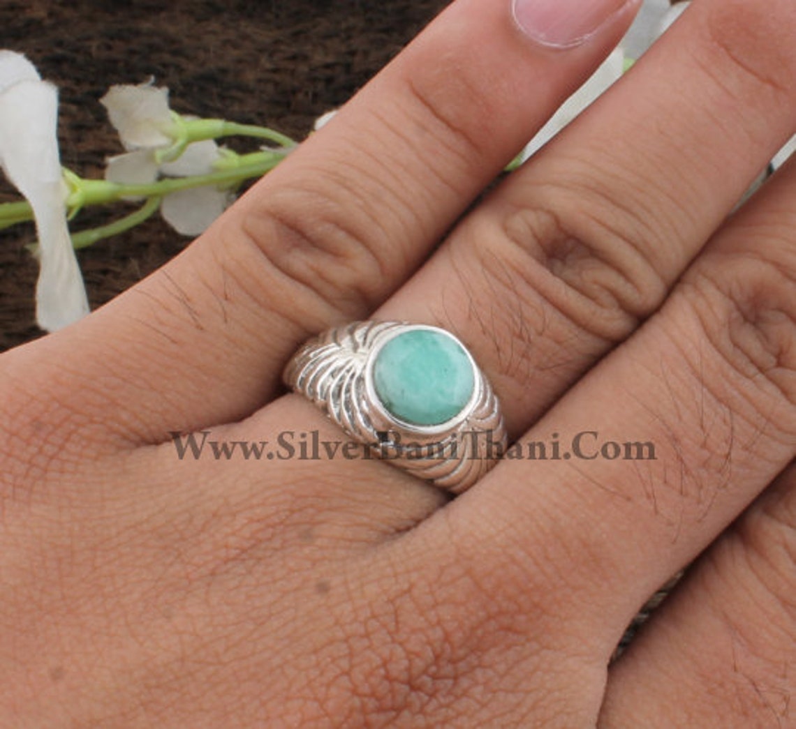 Amazonite Ring-Green Stone Cabochon Ring-Statement | Etsy