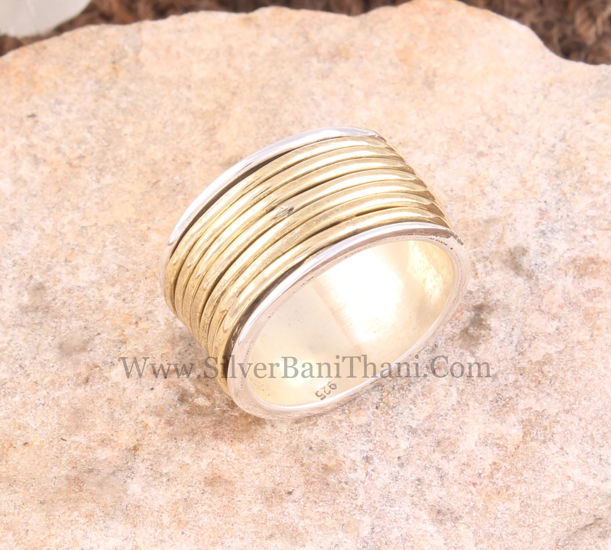 Solid 925 Sterling Silver Designer Band Spinner Ring for Women - Etsy