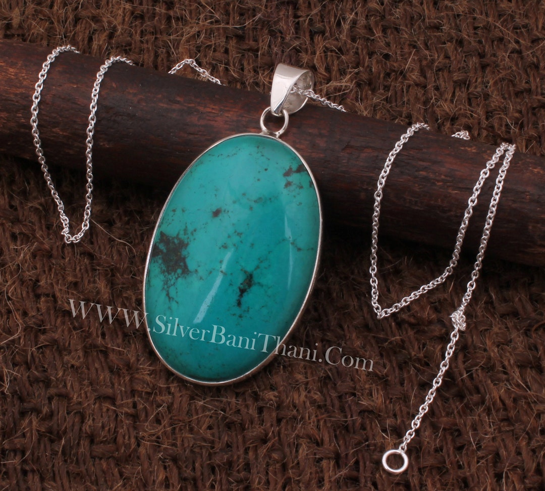 Tibetan Turquoise 925 Sterling Silver Pendant Necklace for Women ...