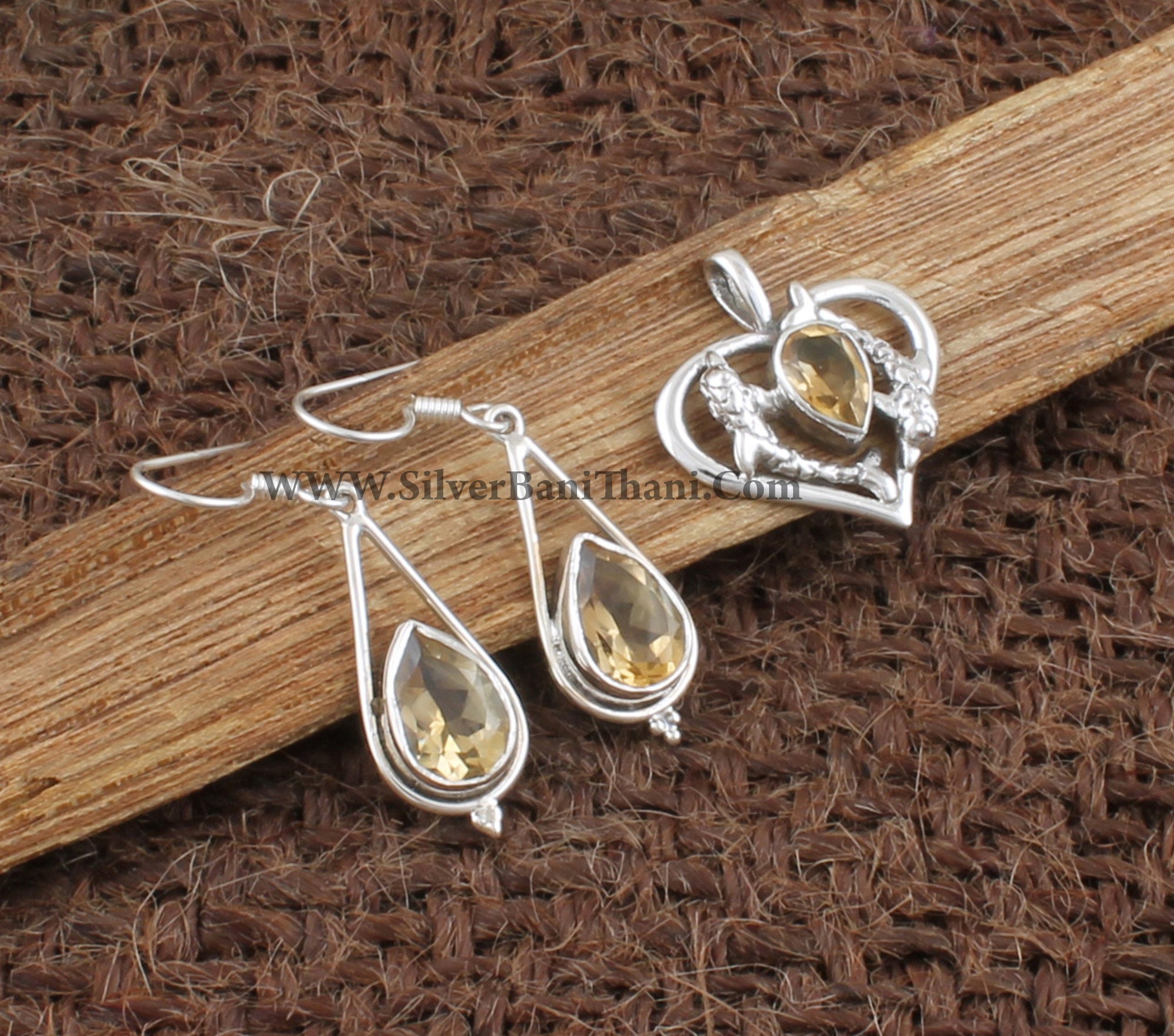 Citrine Gemstone Silver Jewelry Set 925 Sterling Silver - Etsy