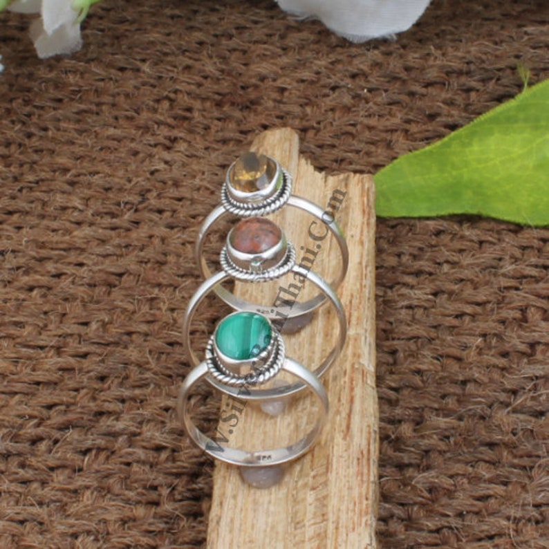 Three Stone Silver Ring Multi Stone Ring 925 Sterling Silver - Etsy