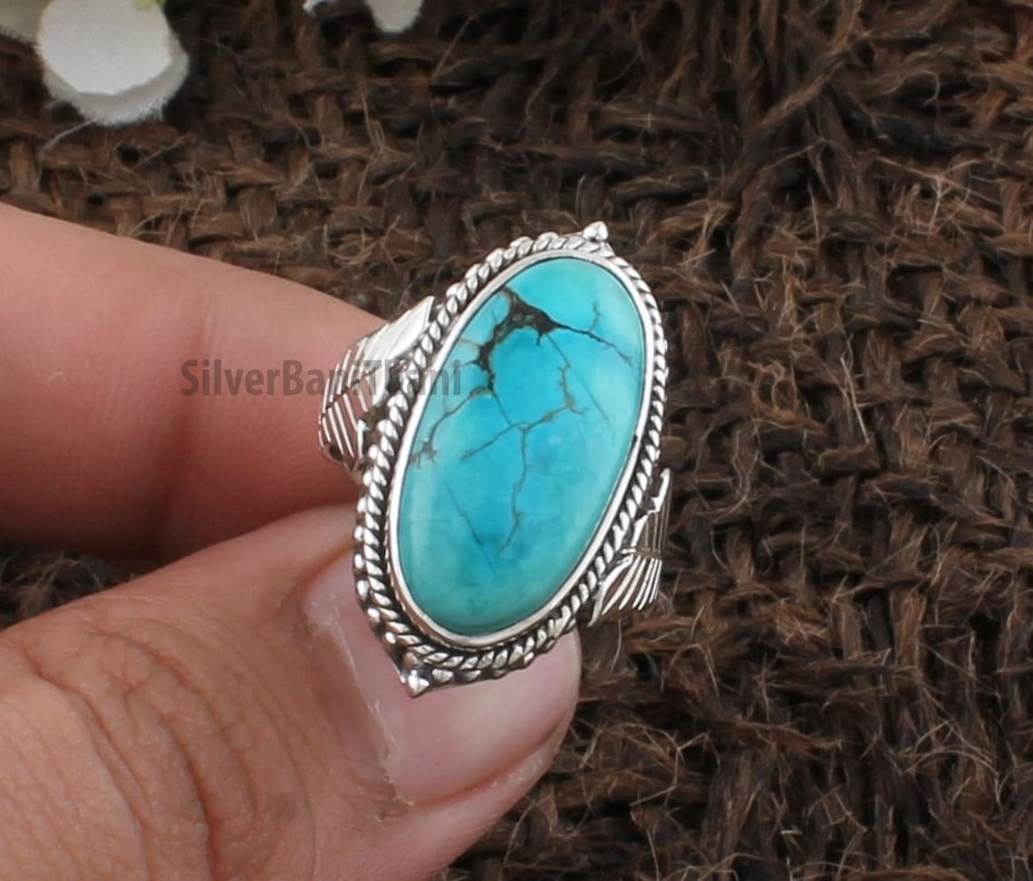 Turquoise Oval Shape Gemstone Silver Ring 925 Sterling Solid - Etsy