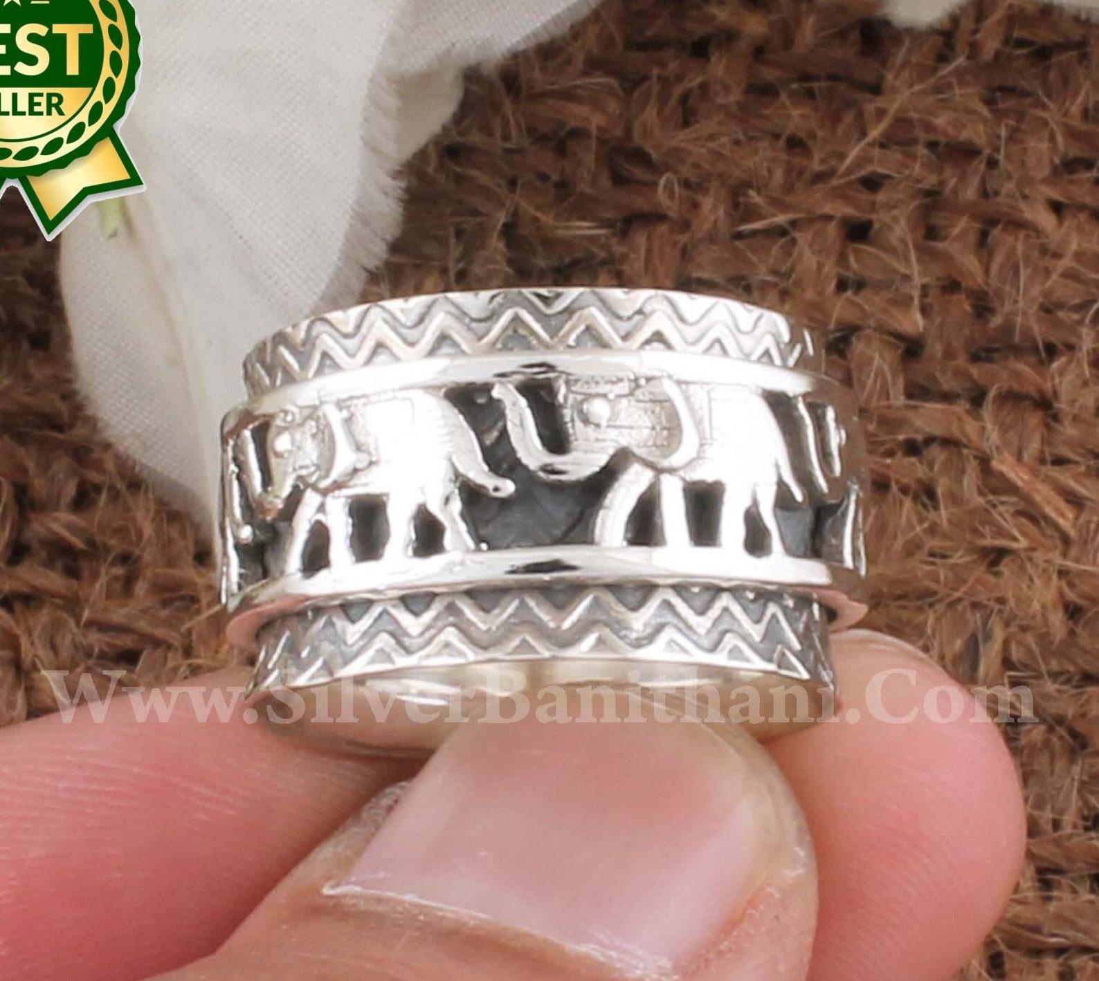 Elephant Silver Solid Spinner Ring Solid 925 Sterling Silver - Etsy