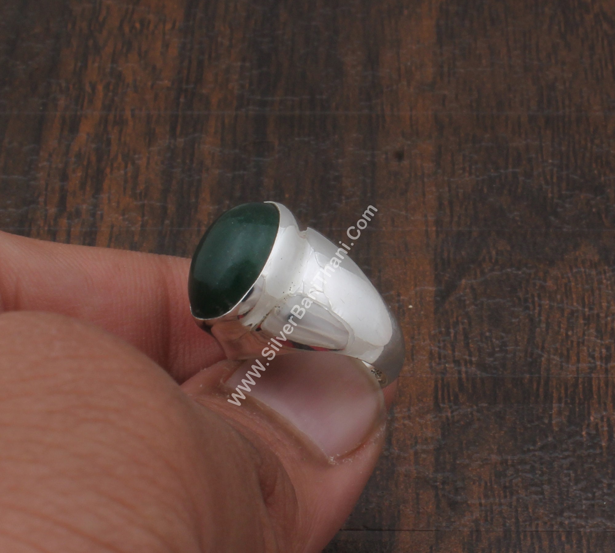Green Jade 10X14 Solid Gemstone Silver Ring 925 Sterling - Etsy