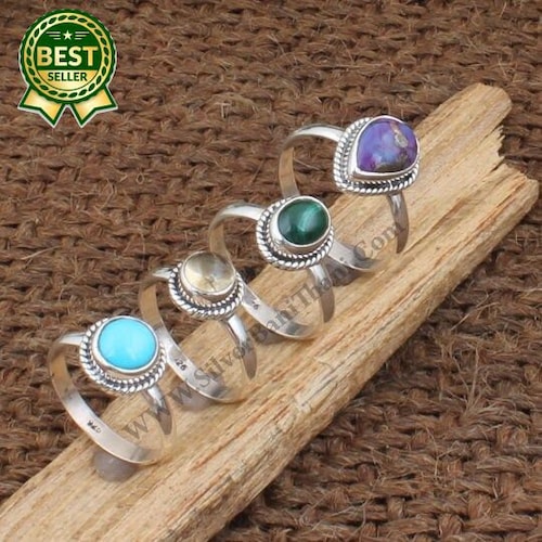 Three Stone Silver Ring Multi Stone Ring 925 Sterling Silver - Etsy