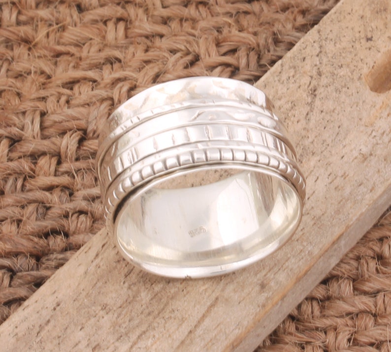 Hammered 925 Silver Spinner Ring Solid Sterling Silver 925 - Etsy