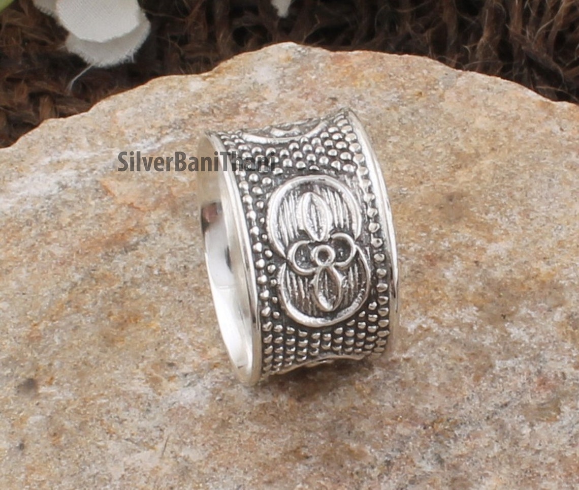 925 Sterling Silver Hand Carved Band Ring Designer Handmade | Etsy