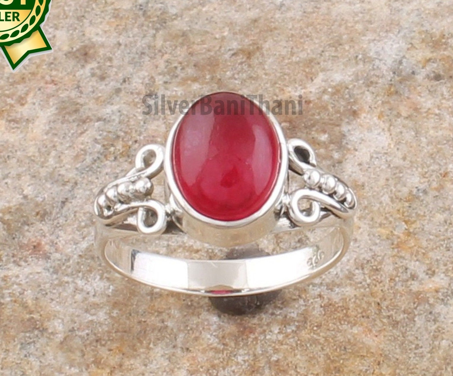 Pink Jade Oval Shape Gemstone Silver Ring 925 Sterling Solid - Etsy