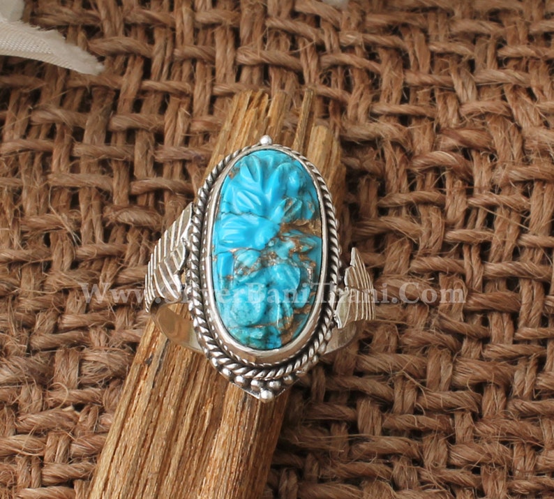 Blue Copper Turquoise Oval Shape Stone Silver Ring 925 - Etsy
