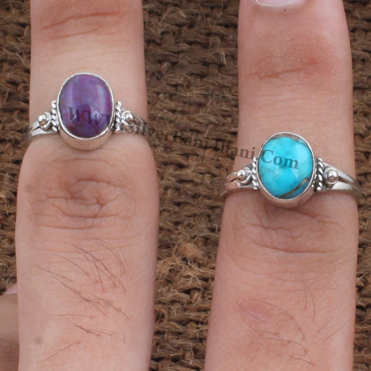 Boho Solid Silver Rings 925 Sterling Silver Rings Gemstone - Etsy