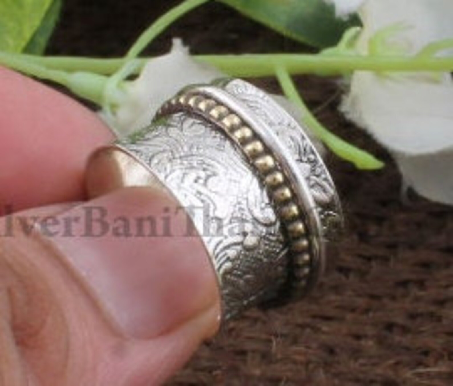 Spinner Ring Two Tone Band Ring Handmade Band Ring Antique - Etsy