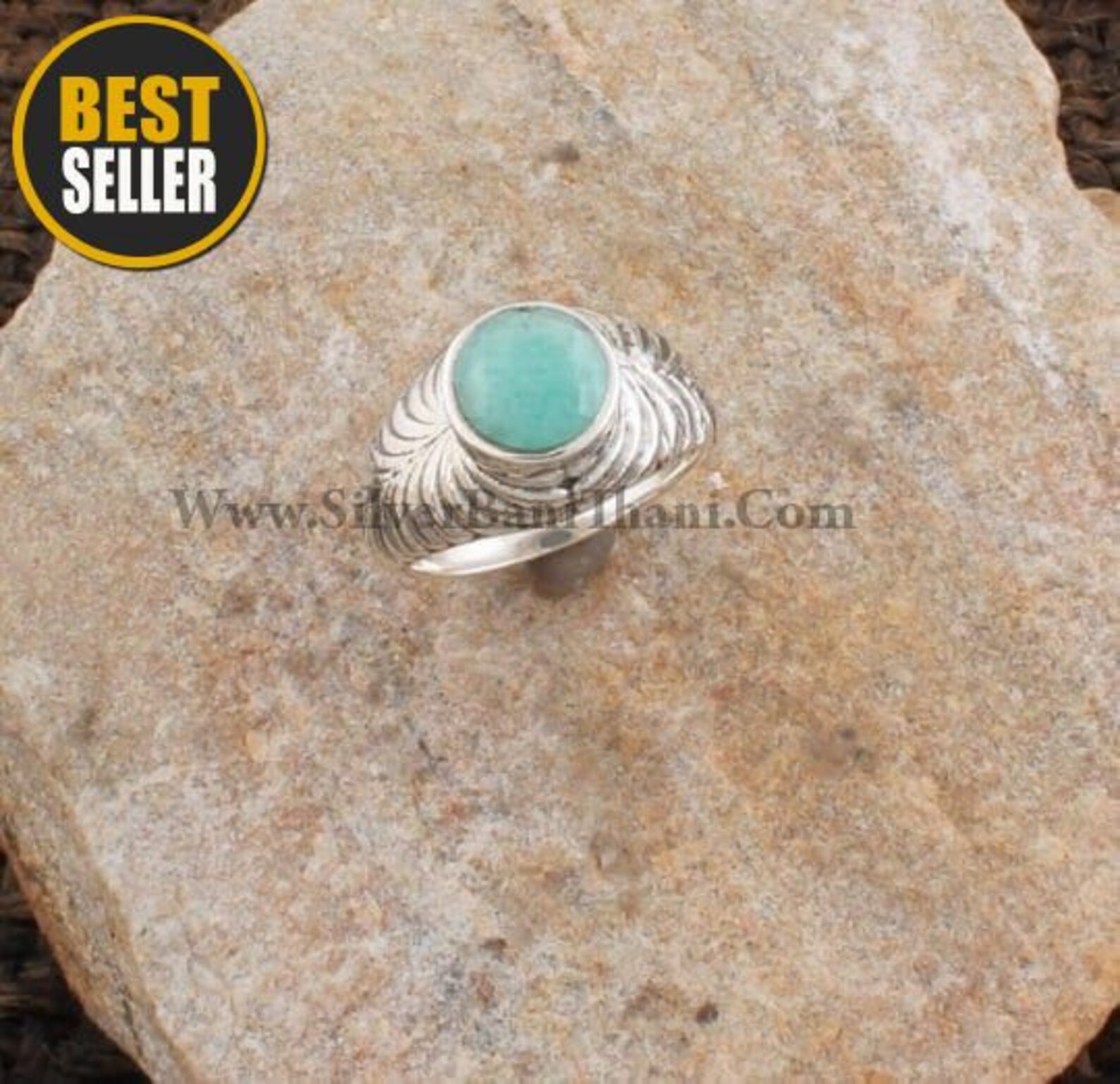 Amazonite Ring-Green Stone Cabochon Ring-Statement | Etsy