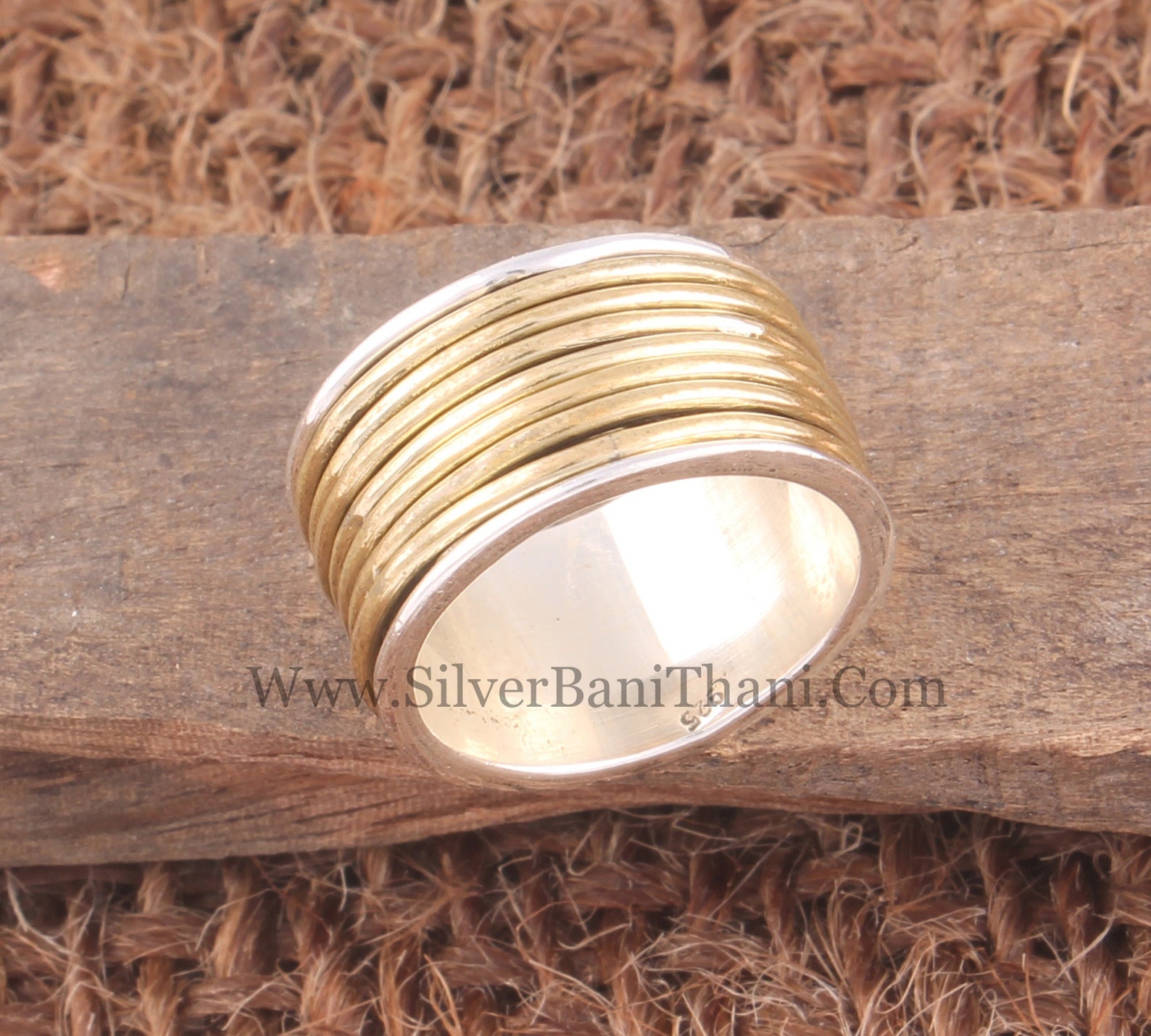 Solid 925 Sterling Silver Designer Band Spinner Ring for Women - Etsy