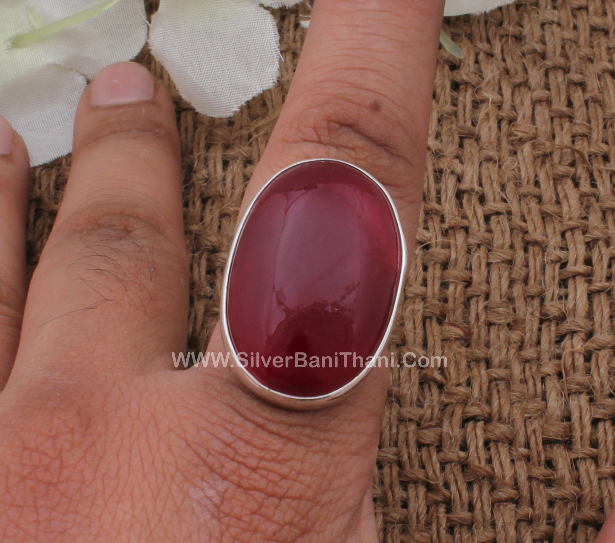 Red Jade Oval Shape Gemstone Silver Ring 925 Sterling Solid - Etsy