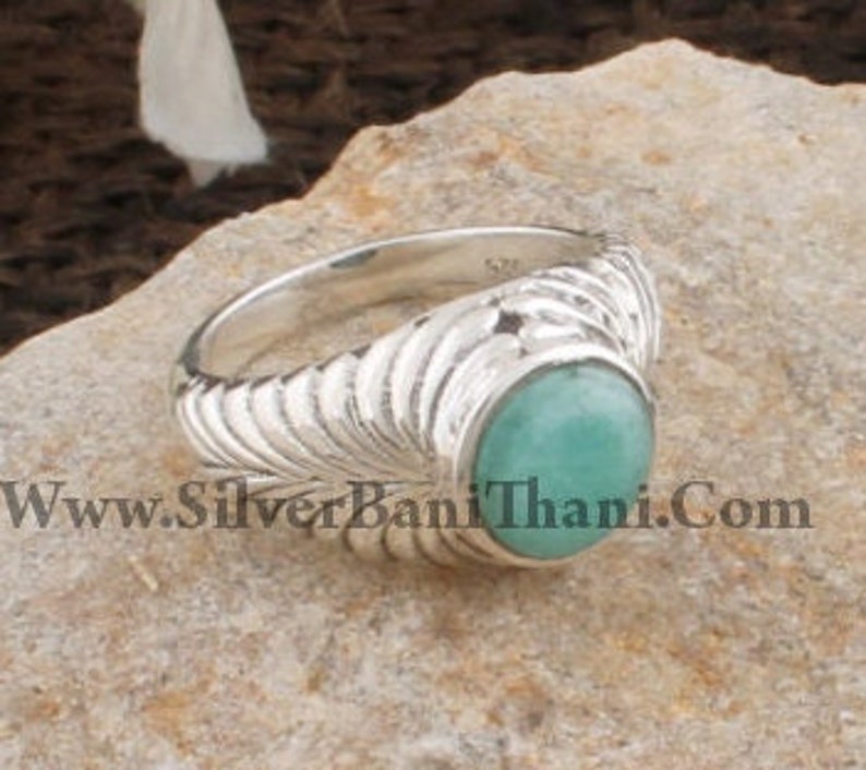 Amazonite Ring-green Stone Cabochon Ring-statement - Etsy