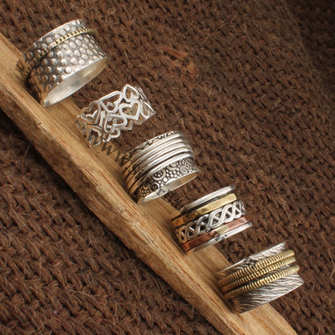 Rings Spinner Rings 925 Sterling Solid Silver Rings Band Spinner Rings ...