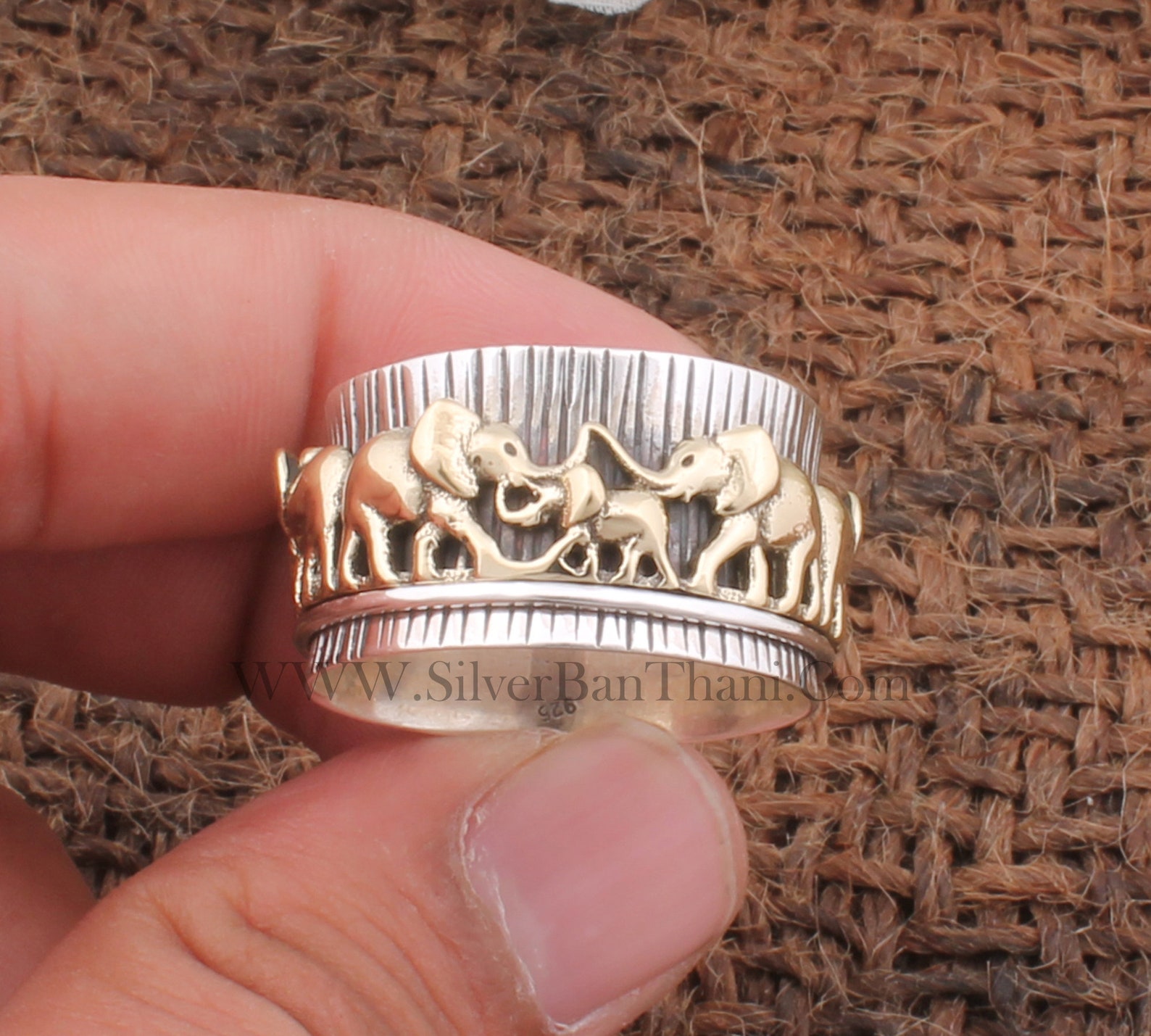 Elephant Design Spinner Band Ring 925 Sterling Silver Spinner - Etsy