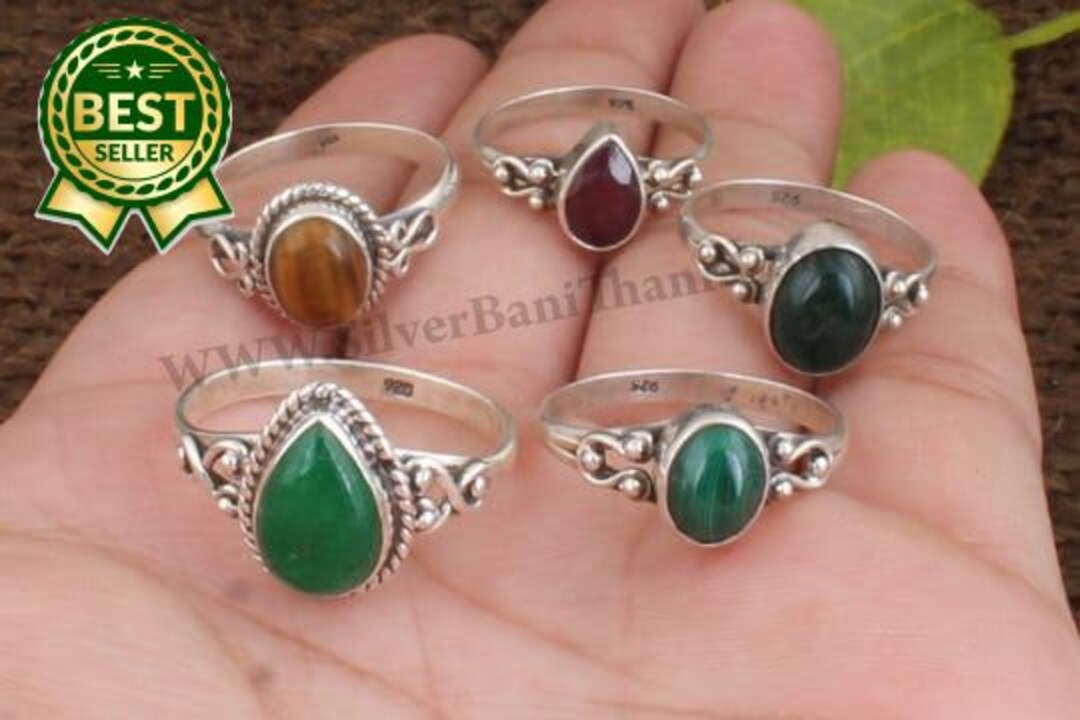 Multi Stone Silver Ring Beautiful Design Ring Boho Stone - Etsy