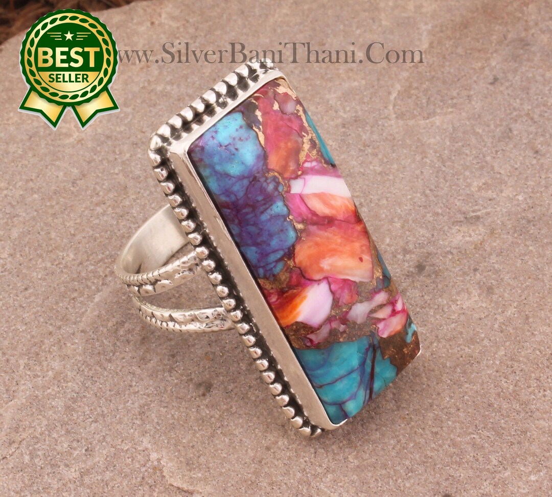 Layer Mix Spiny Copper Turquoise Rectangle Shape Gemstone - Etsy