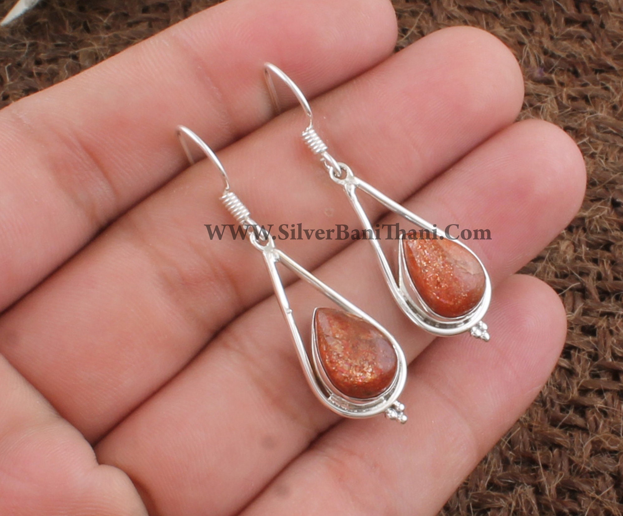 Sun Stone Gemstone Silver Jewelry Set 925 Sterling Silver - Etsy