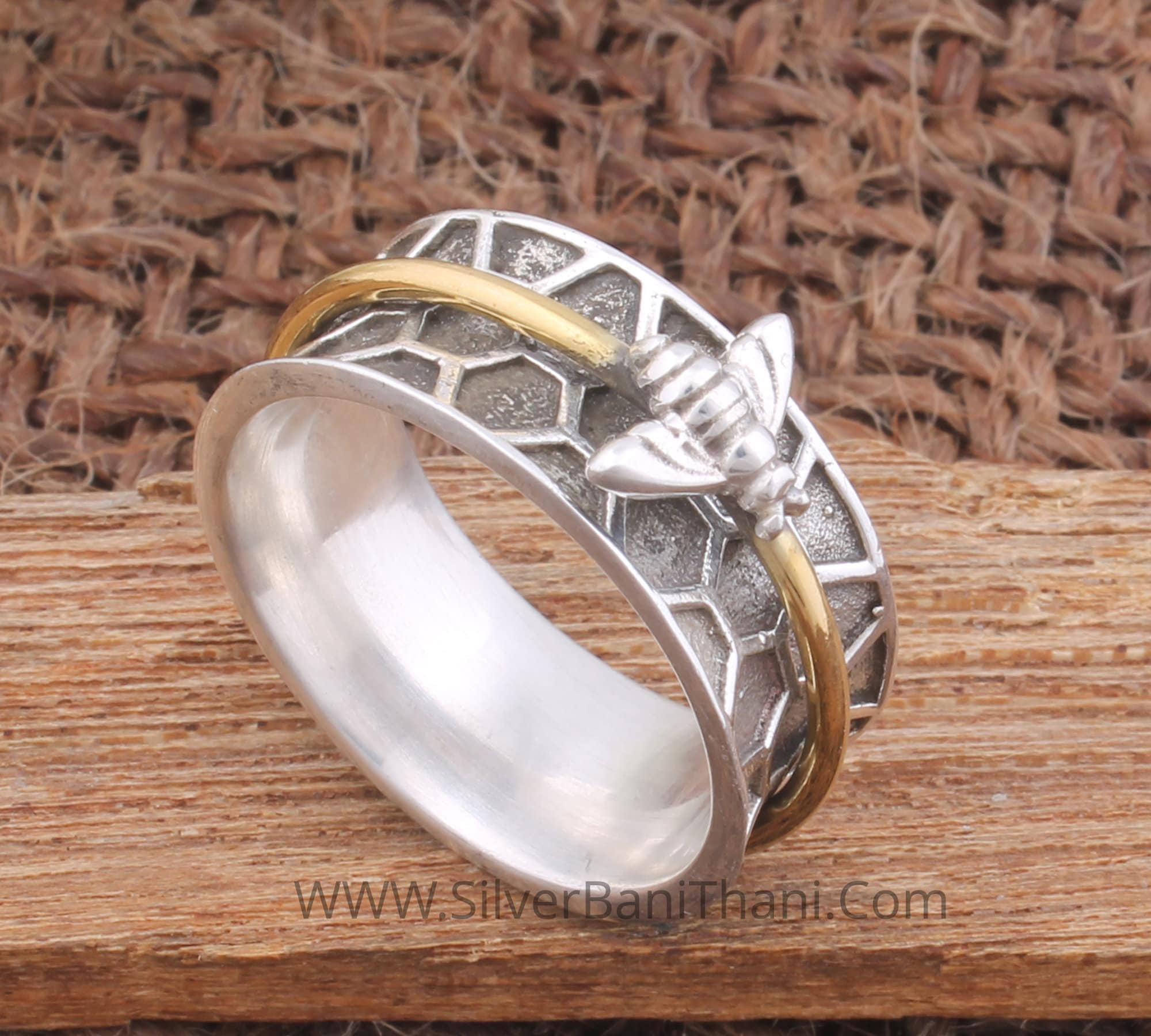 Honey Bee Silver Solid Spinner Ring Solid 925 Sterling - Etsy