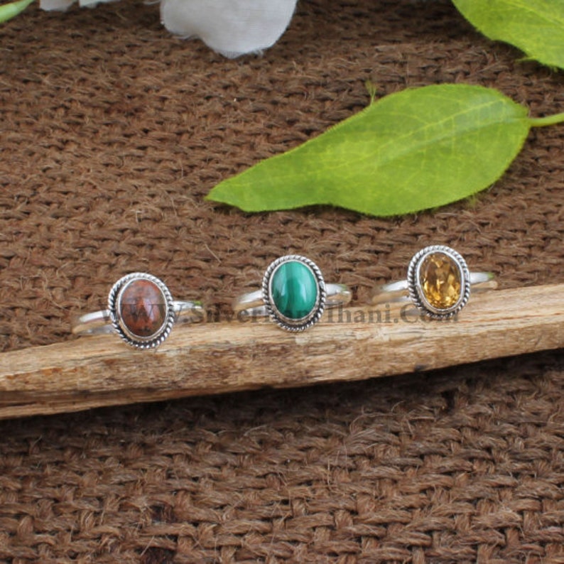 Three Stone Silver Ring Multi Stone Ring 925 Sterling Silver - Etsy