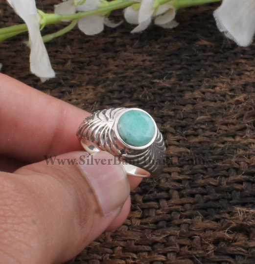 Amazonite Ring-Green Stone Cabochon Ring-Statement | Etsy