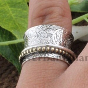 Spinner Ring, Two Tone Band Ring, Handmade Band Ring, Antique Spinner ...