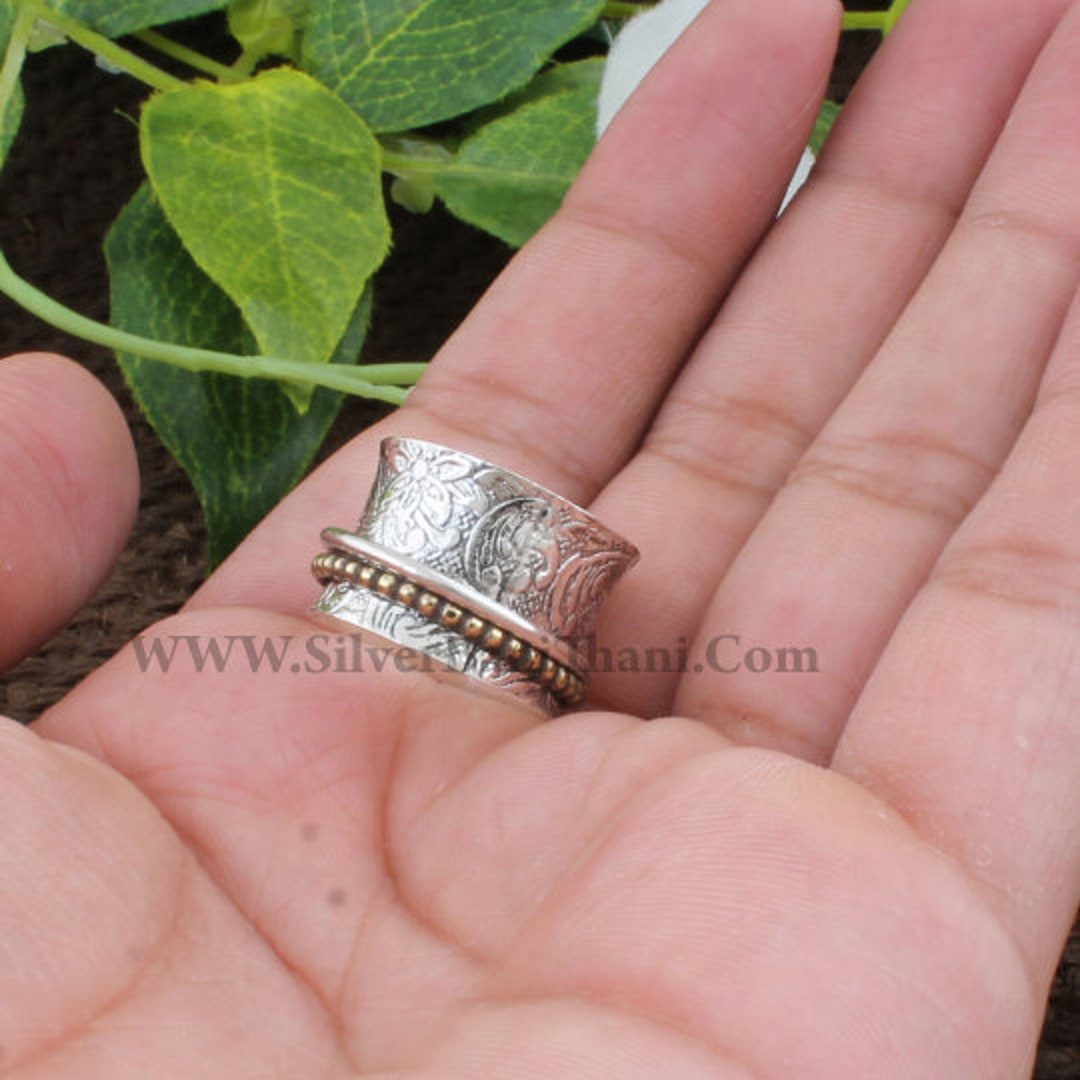 Spinner Ring, Two Tone Band Ring, Handmade Band Ring, Antique Spinner ...