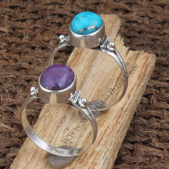 Boho Solid Silver Rings 925 Sterling Silver Rings Gemstone | Etsy