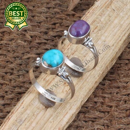 Boho Solid Silver Rings 925 Sterling Silver Rings Gemstone - Etsy