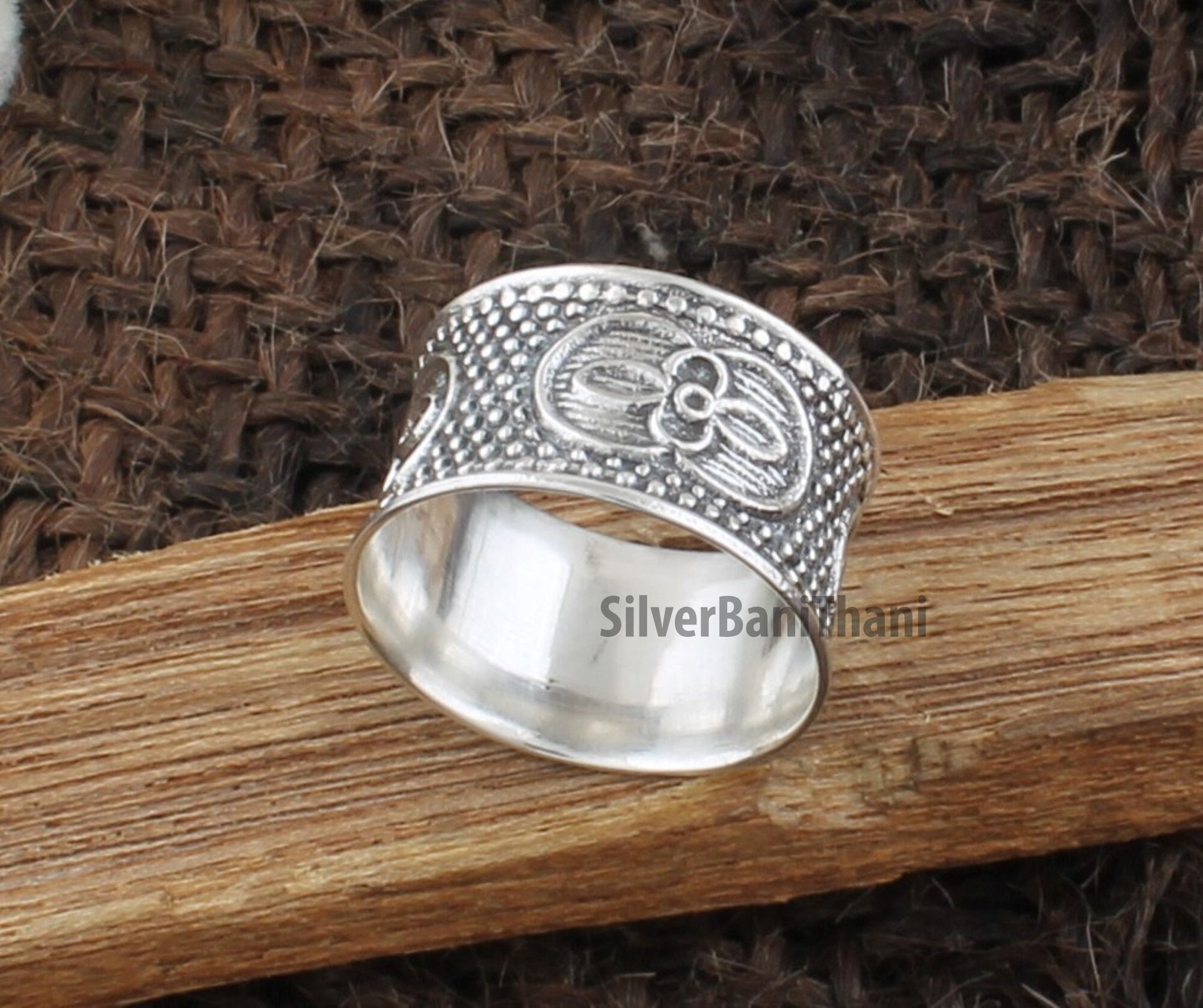 925 Sterling Silver Hand Carved Band Ring Designer Handmade | Etsy