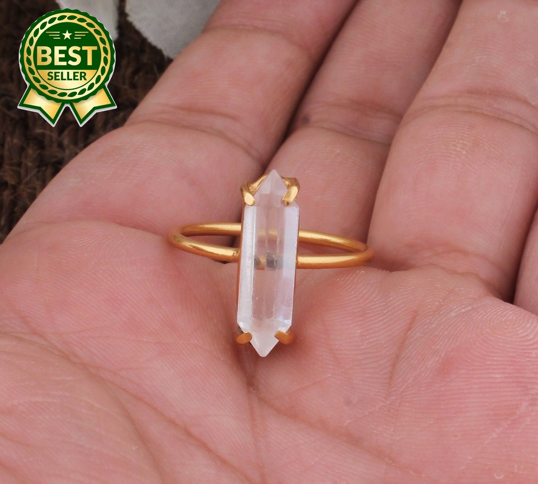 Natural Crystal Rings 14k Gold Pleated Rings Tiny Rings - Etsy