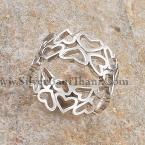 Designer Heart Band Silver Ring 925 Sterling Solid Silver Band Ring ...