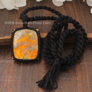 Bumble Bee Pendant Black Macrame Healing Gemstone Necklace, Soul Sister ...