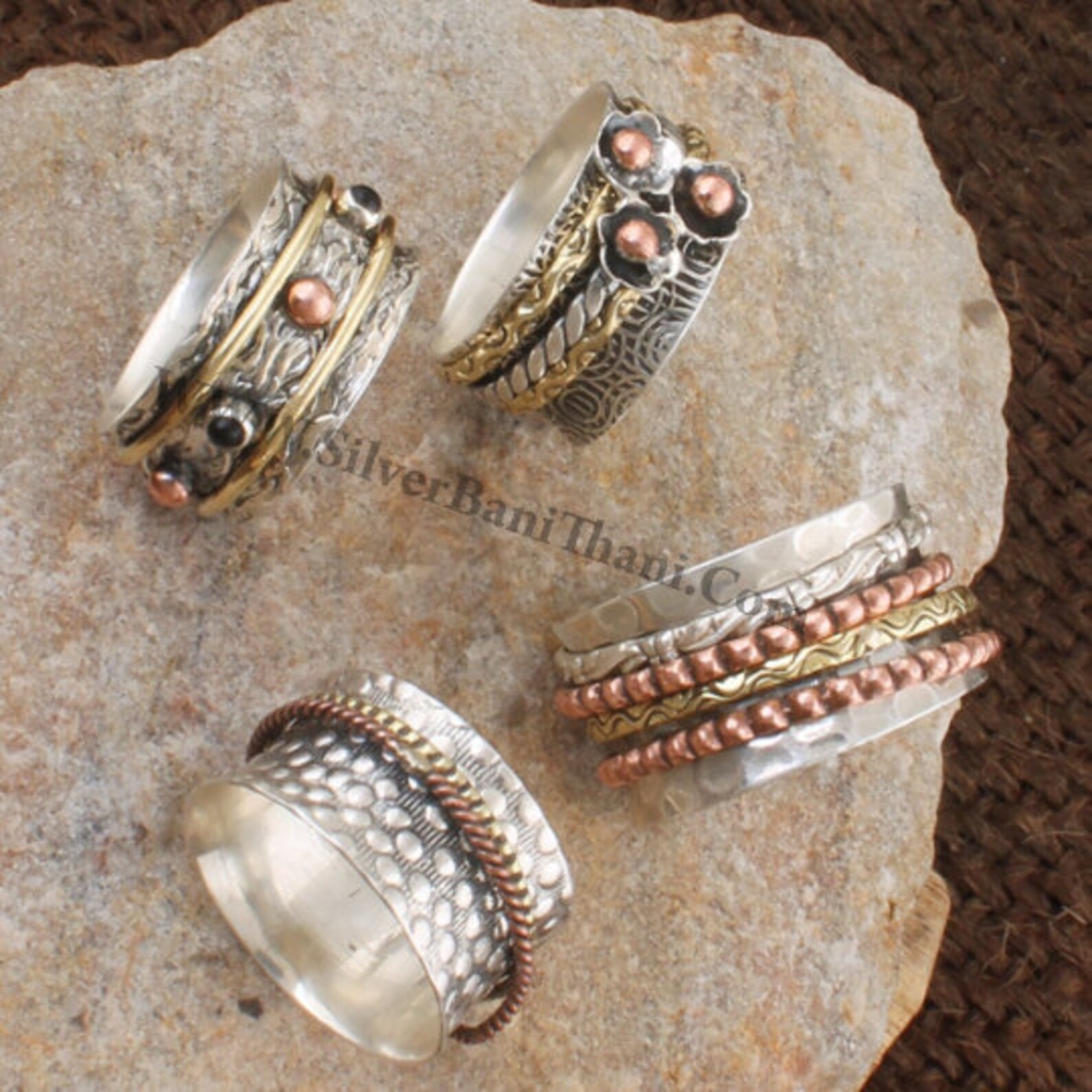 Combo Rings Spinner Rings 925 Sterling Solid Silver Rings - Etsy