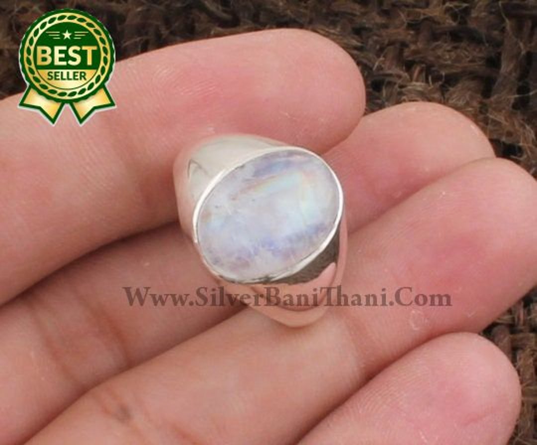 Rainbow Moonstone Oval Shape Gemstone Silver Ring 925 - Etsy