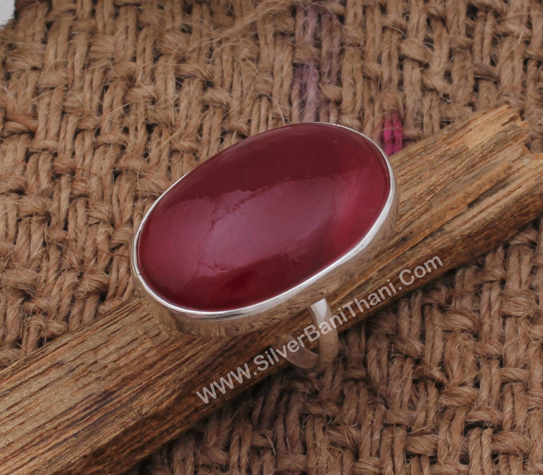 Red Jade Oval Shape Gemstone Silver Ring 925 Sterling Solid - Etsy