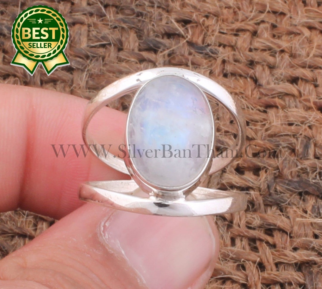 Rainbow Moonstone Oval Shape Gemstone Silver Ring 925 - Etsy