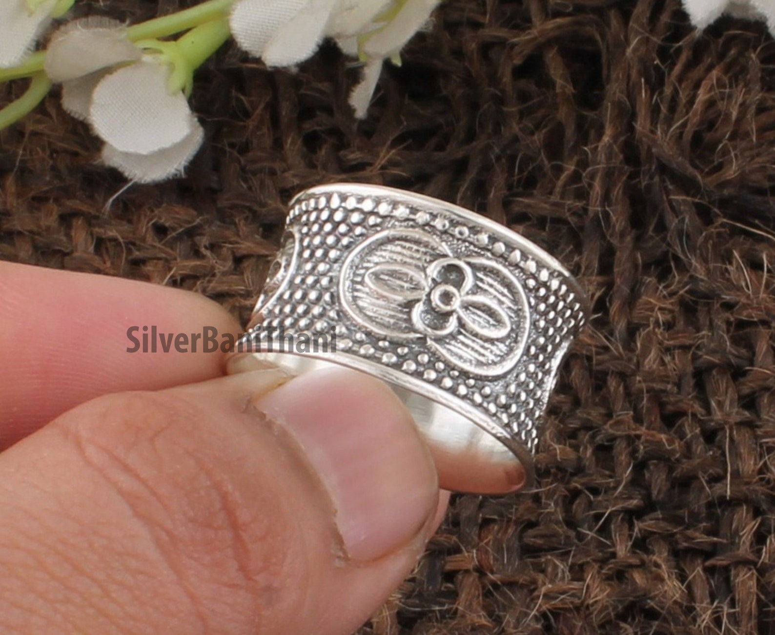 925 Sterling Silver Hand Carved Band Ring Designer Handmade | Etsy