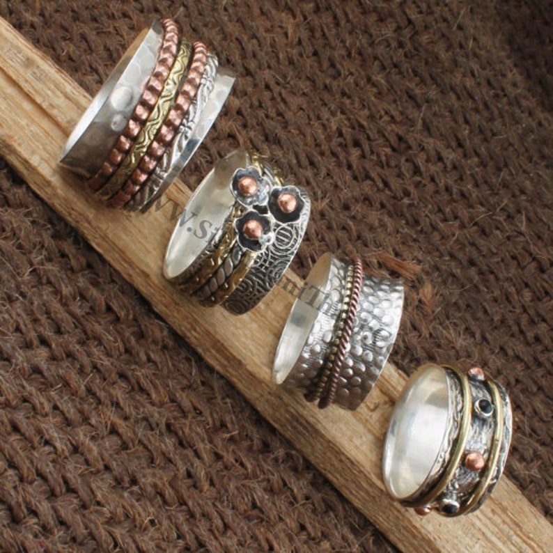 Combo Rings Spinner Rings 925 Sterling Solid Silver Rings | Etsy
