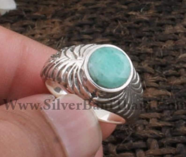 Amazonite Ring-green Stone Cabochon Ring-statement - Etsy