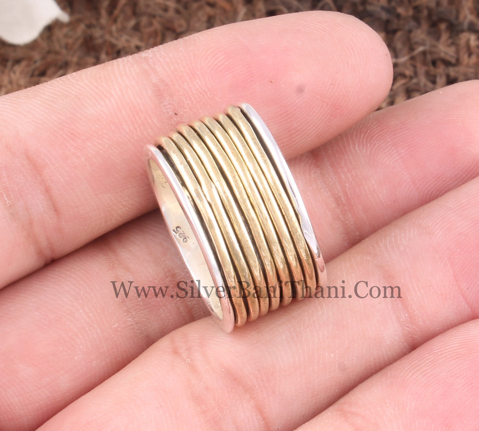 Solid 925 Sterling Silver Designer Band Spinner Ring for Women - Etsy