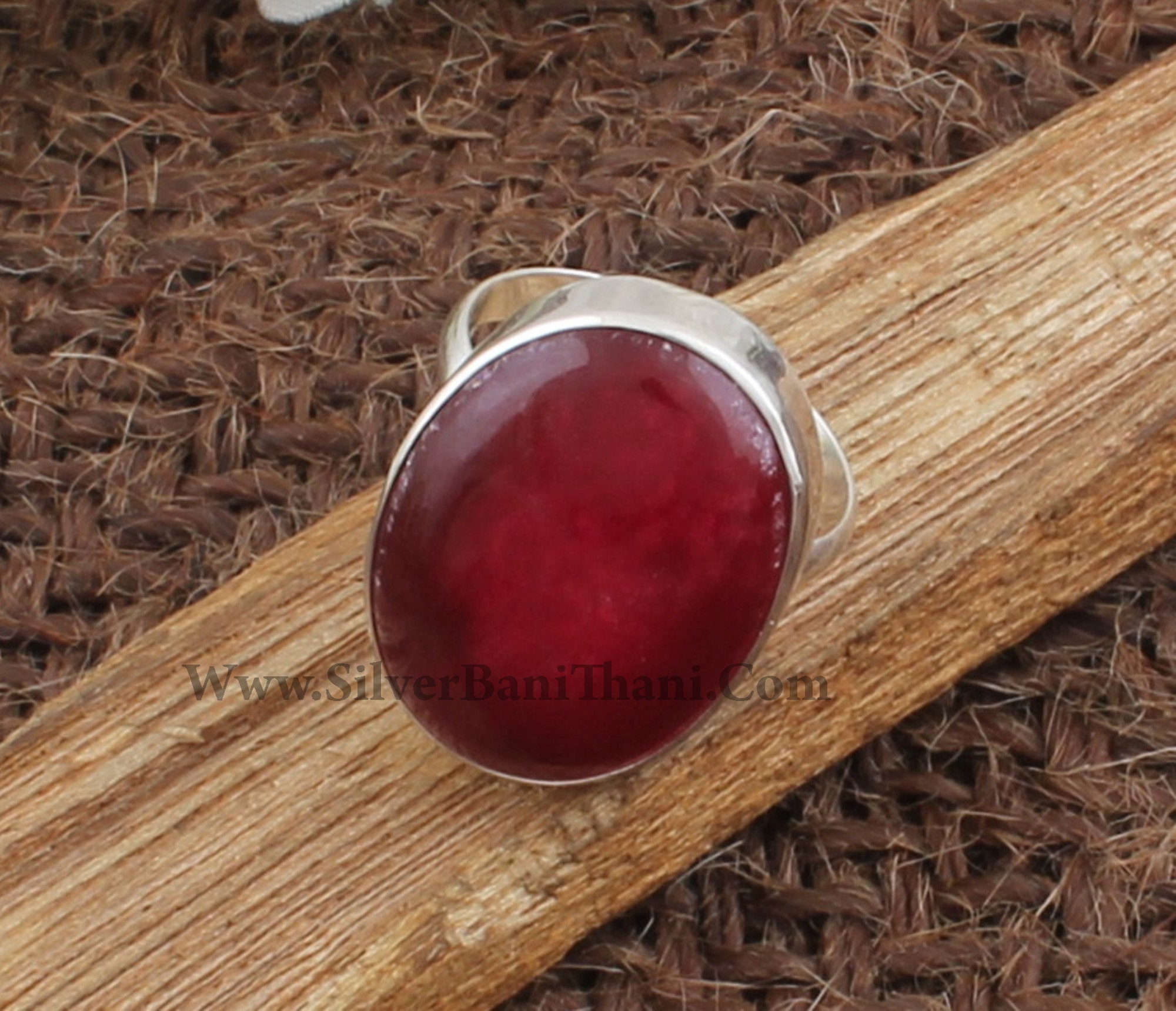 Red Jade Oval Shape Gemstone Silver Ring 925 Sterling Solid | Etsy
