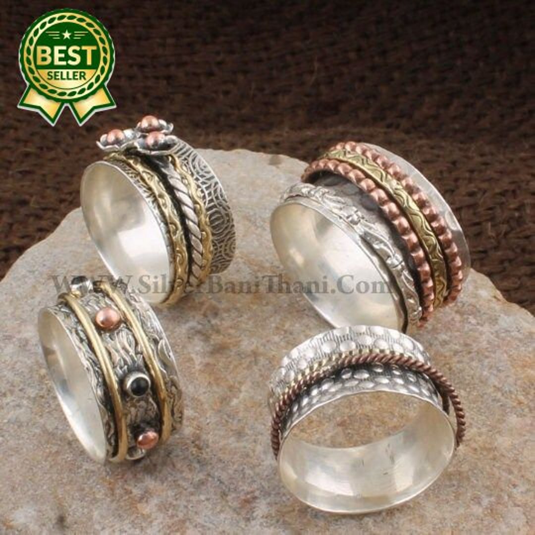 Combo Rings Spinner Rings 925 Sterling Solid Silver Rings - Etsy