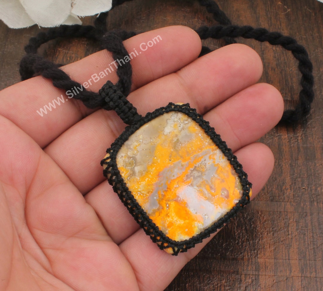 Bumble Bee Pendant Black Macrame Healing Gemstone Necklace, Soul Sister ...