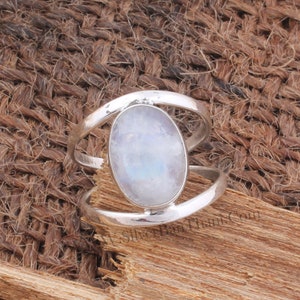 Rainbow Moonstone Oval Shape Gemstone Silver Ring 925 - Etsy