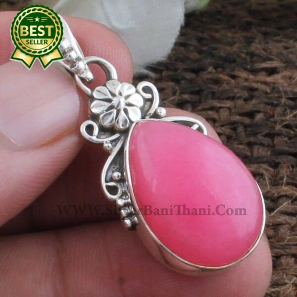 Pink Stone Pendant - Etsy