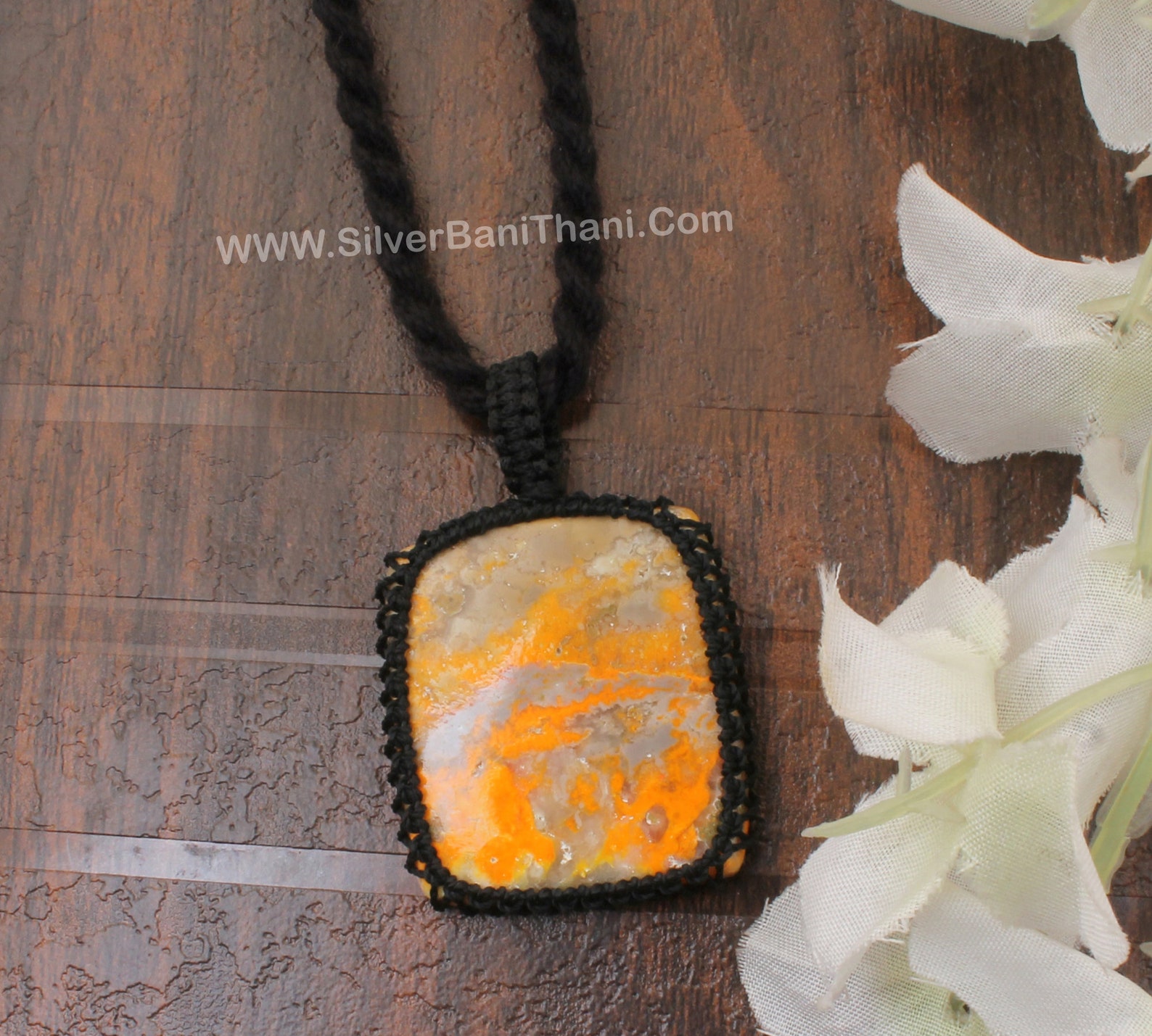 Bumble Bee Pendant Black Macrame Healing Gemstone Necklace - Etsy