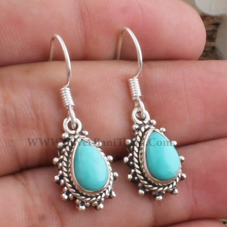 Turquoise Earring-handmade Design Silver Earring-pear Shape - Etsy